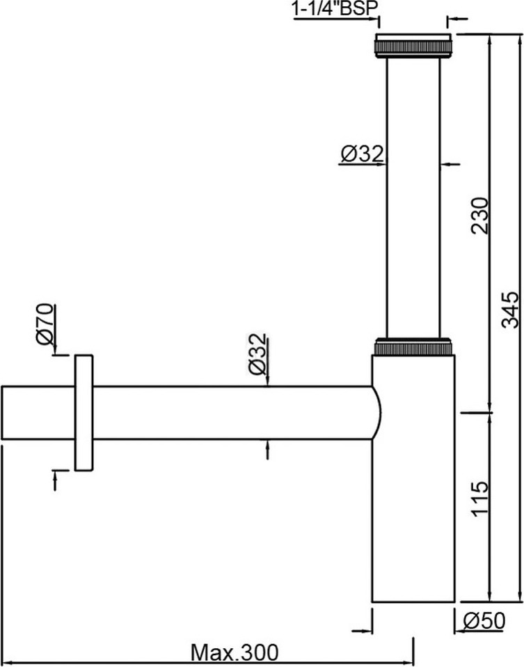 Сифон для раковины Jaquar ALD-CHR-769L300X19 купить в интернет-магазине ...
