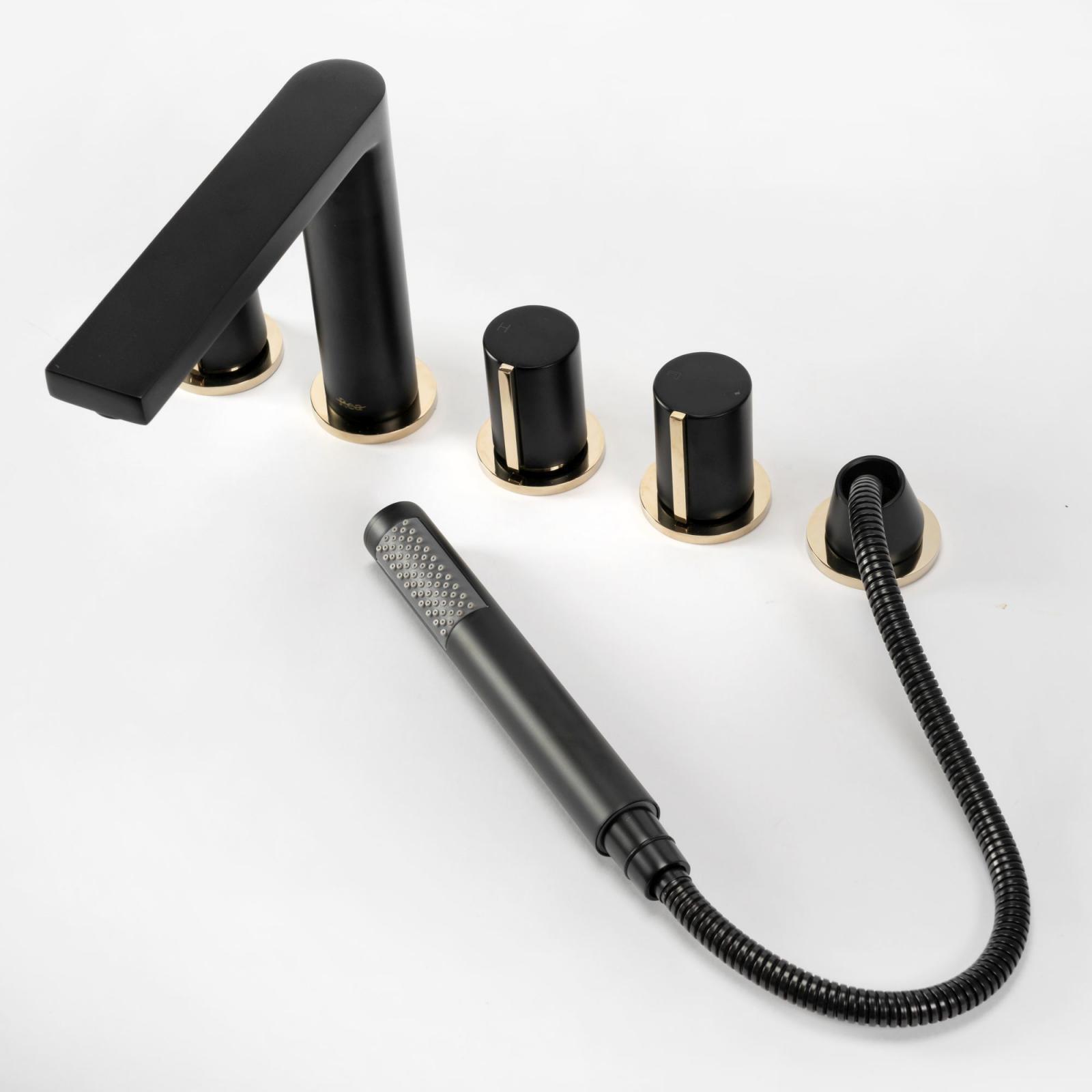 Смеситель на борт ванны Rea Icon Black Matt REA-B3622 (черный матовый ...