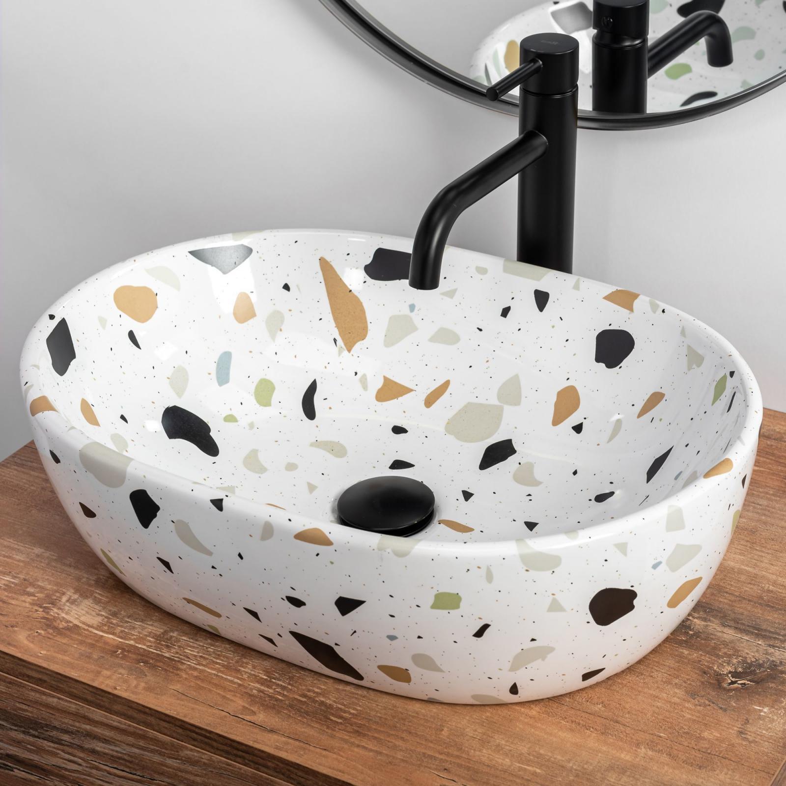 Раковина Rea Amelia Terazzo REA-U6593 (48x34.5 см, имитация камня, чаша ...