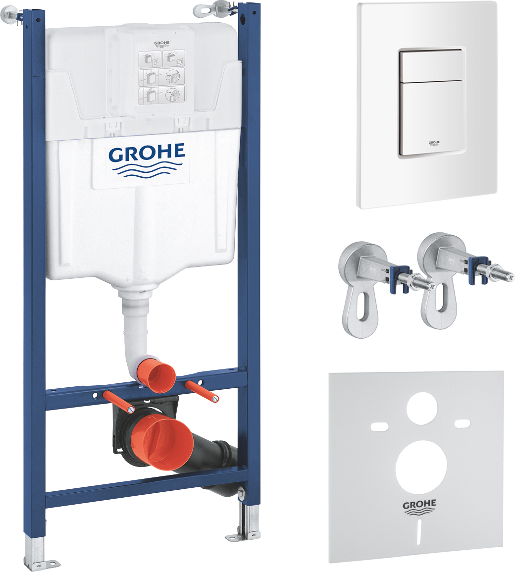Инсталляция для унитаза 4 в 1 Grohe Rapid Sl 3884000G+38732SH0 (с клавишей смыва, прокладкой и ...