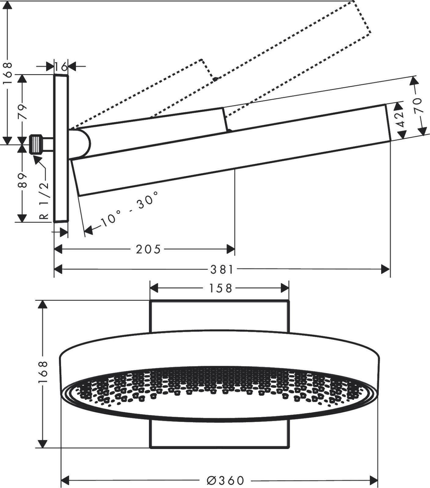 Верхний душ Hansgrohe Rainfinity 360 Matt Black 26230670 (черный ...