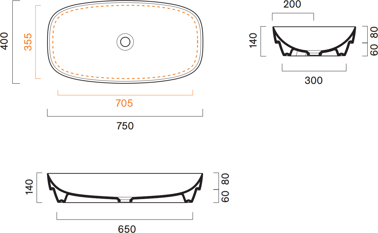 Раковина Catalano Alvea 75 0624750001 (175AGRLX00, 75x40 см, чаша ...